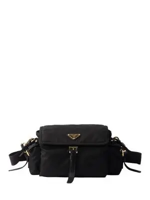 Prada Re-nylon Shoulder Bag With Flap - Black