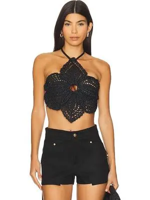 Cult Gaia Darlena Crochet Top - Black