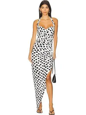 Norma Kamali Cayla Side Drape Gown - Paint Dots