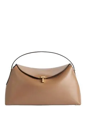 TOTÊME T-Lock Leather Shoulder Bag Brown