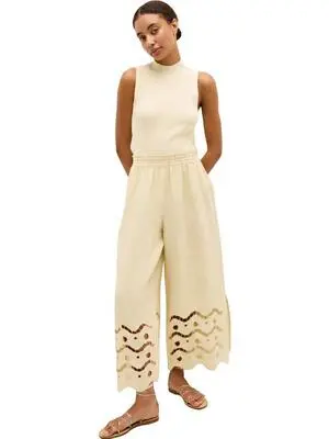 MARIE OLIVER Marin Pant - Birch Eyelet White