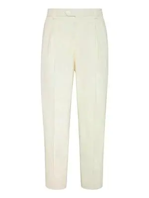 Brunello Cucinelli Cotton Straight-leg Trousers - Neutrals