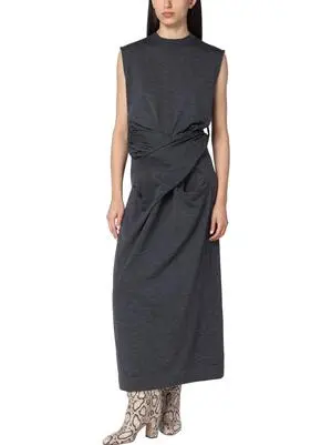 JIL SANDER Wool Dress With Crossover Detail - Grey