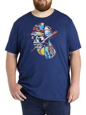 ROBERT GRAHAM DXL Big & Tall Skull Slugger Graphic Tee - Navy