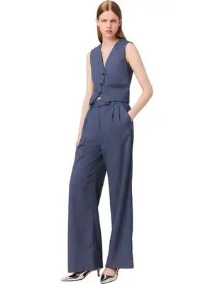 Maje Rhinestone Suit Trousers With Pleats - Blue