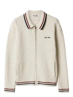 Miu Miu Knit Zip-up Cardigan - Tan