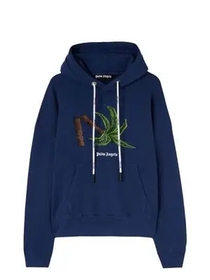 Palm Angels Broken Palm Graphic Hoodie - Blue