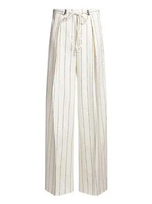 BOSS Pinstriped Wide-leg Linen-blend Trousers - Open Miscellaneous