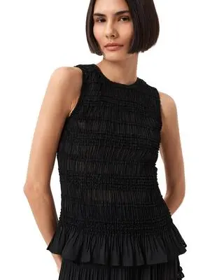ALLSAINTS Marion Shirred Sleeveless Top Black