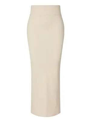 Wardrobe.NYC Knitted Cotton Column Skirt - Beige