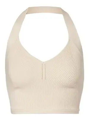 Wardrobe.NYC Knitted Cotton Crop Top - Beige