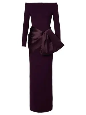 Solace London Kori Bow-detail Gown - Burgundy