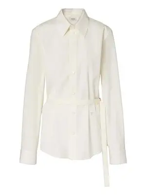 TOD'S Belted Cotton Poplin Shirt - White