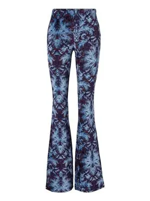 Etro Printed Crêpe Flared Pants - Blue