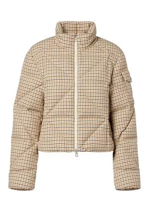 Moncler Checked Quilted Down Jacket - Beige