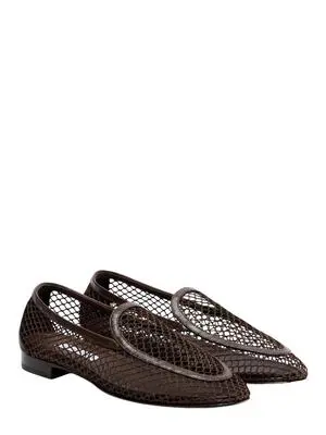 AQUAZZURA Saint Germain Leather-trimmed Moccasins - Brown