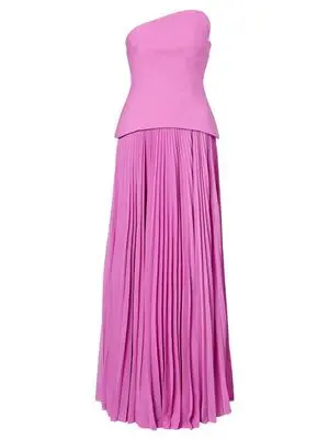 Solace London Britt Pleated Strapless Gown - Pink