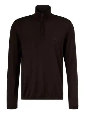Giorgio Armani Virgin Wool Half-zip Sweater - Black