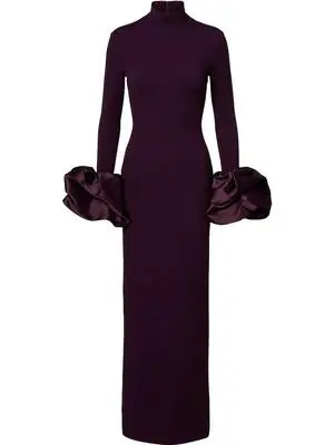 Solace London Viviana Satin-trimmed Gown - Burgundy