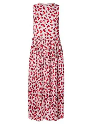 JIL SANDER Floral Pleated Midi Dress - Pink