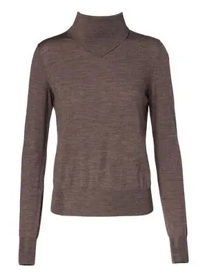 FERRAGAMO Wool Turtleneck Sweater - Brown