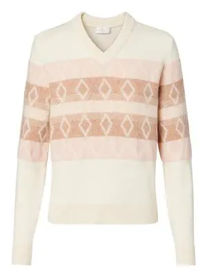 Moncler Jacquard Virgin Wool Sweater - White