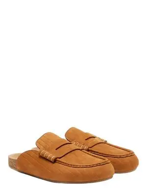 JW Anderson Stitch Suede Mules - Brown