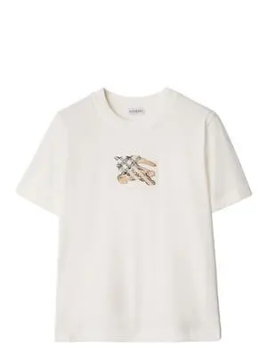 Burberry Eikon Check Cotton T-Shirt Chalk White