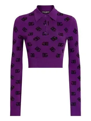 Dolce & Gabbana Logo-motif Polo Top - Purple