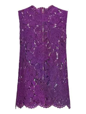 Dolce & Gabbana Lace Detailing Top - Purple