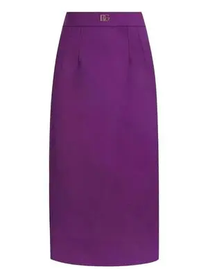 Dolce & Gabbana Wool Midi Skirt - Purple