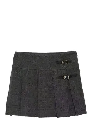 Sandro Pleated Mini Skirt With Buckle Detail - Grey