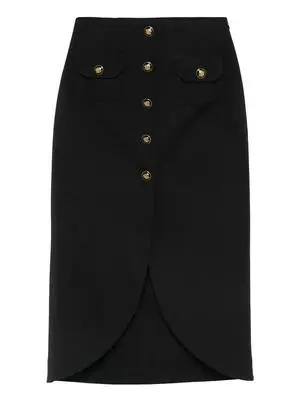Sandro Buttoned Midi Skirt - Black