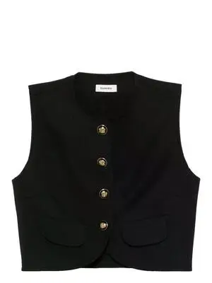 Sandro Cropped Button-up Top - Black