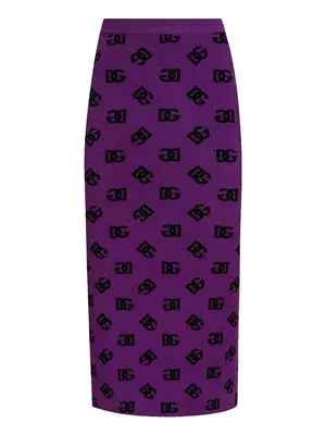Dolce & Gabbana Logo-motif Midi Skirt - Purple