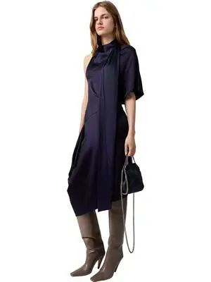 Stella McCartney Asymmetric Tie-neck Midi Dress - Ink