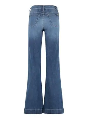 7 For All Mankind Modern Dojo High-rise Flared Jeans - Navy