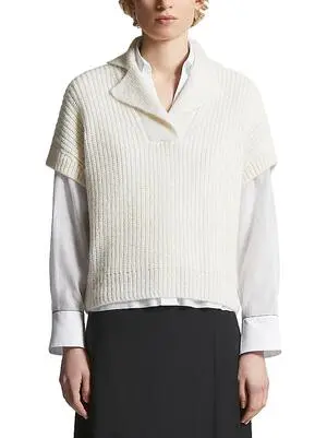 Peserico Ribbed Short Sleeve Sweater - Natural White