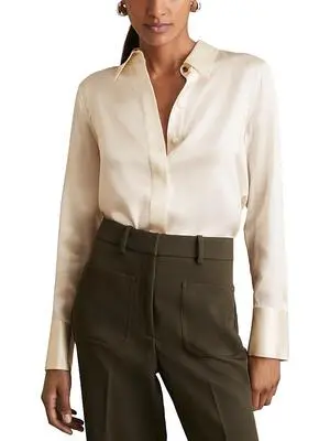 REISS Ameira Silk Shirt - Ivory