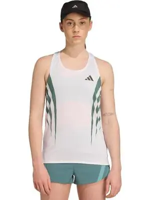 Adidas Adizero Archive Running Singlet - White / Preloved Teal