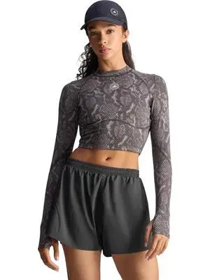 Adidas By Stella Mccartney Training Longsleeve Crop Top - Charcoal / Black