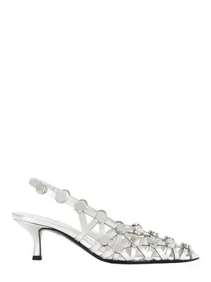 Attico Grid Slingback Pumps - Silver