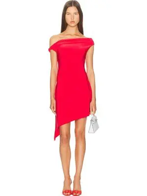 Sandy Liang Riverton Off-shoulder Asymmetrical Dress - Red