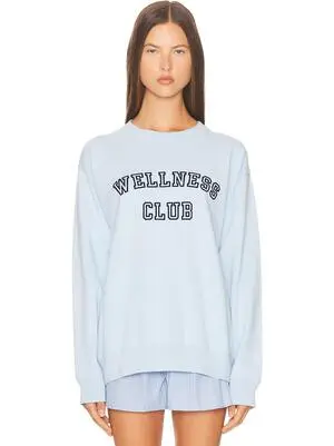 SPORTY & RICH Wellness Club Flocked Crewneck Sweatshirt - Ciel