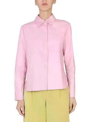 ALYSI Leather Button-down Shirt - Pink