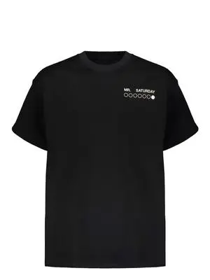MR. SATURDAY Ribbed-neckline Logo T-shirt - Black