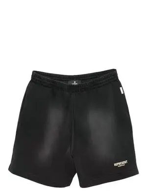 REPRESENT Elastic-waistband Cotton Shorts - Black