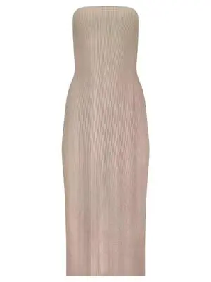 Max Mara Ribbed Strapless Midi Dress - Neutrals