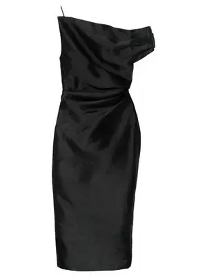 Solace London Ellison One-shoulder Midi Dress - Black