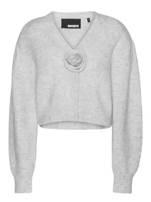 ROTATE BY BIRGER CHRISTENSEN Rose-embellished Cardigan - Grey